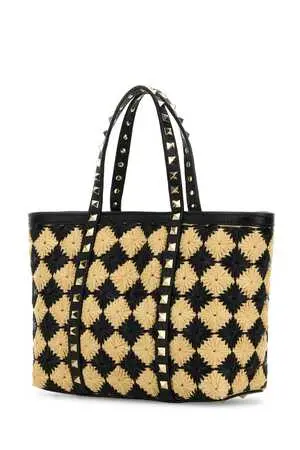 Valentino Garavani Embroidered Raffia Mini Rockstud Handbag