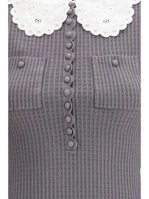 SELF-PORTRAIT Lace Collar Knit Top