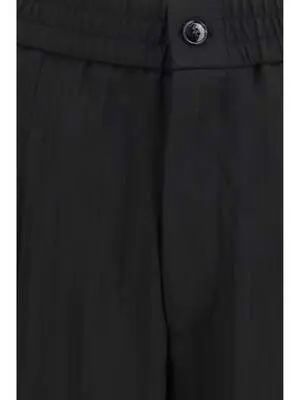 Giorgio Armani Wide-leg Viscose Pants With Tonal Stripe Embroidery - Black