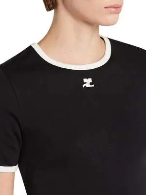 COURREGES Cotton T-shirt With Contrasting Profiles