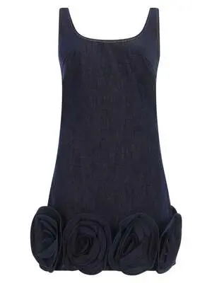 SELF-PORTRAIT Mini Dress With Floral Detail - Blue