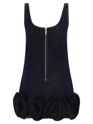 SELF-PORTRAIT Mini Dress With Floral Detail - Blue