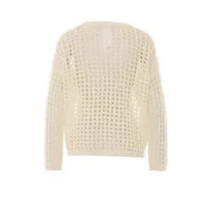Max Mara Febe Cotton Mesh Knit Sweater - White