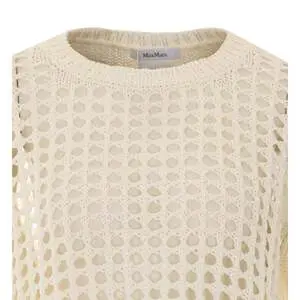 Max Mara Febe Cotton Mesh Knit Sweater - White