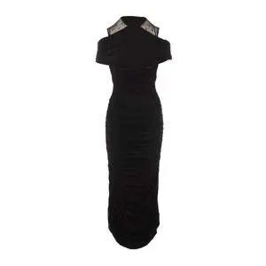 MARINE SERRE Asymmetrical Knee-length Dress With Moon Detail - Black