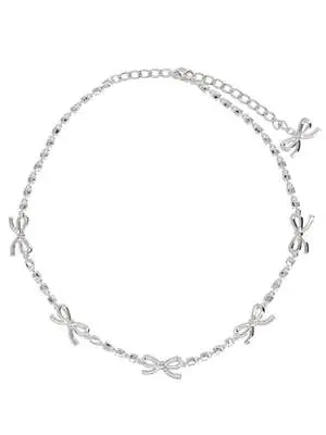 SELF-PORTRAIT Crystal Bow Necklace - Silver