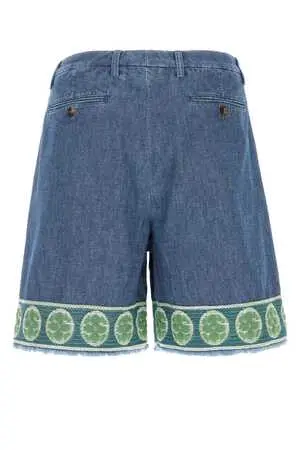 Valentino Garavani Denim Bermuda Shorts With Embellishment