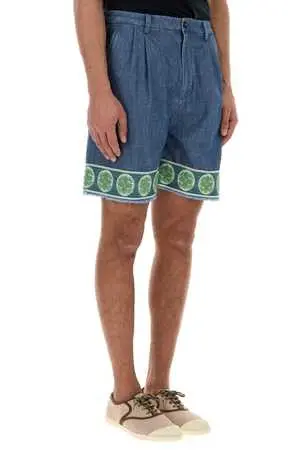 Valentino Garavani Denim Bermuda Shorts With Embellishment