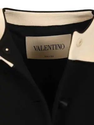 Valentino Garavani Two-tone Wool Cropped Jacket With Padded Shoulders