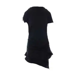 Isabel Marant Étoile ISABEL MARANT Gathered Asymmetrical Short-Sleeve Crew Neck Dress Black