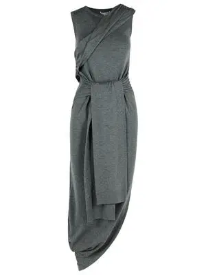 JW Anderson J.W. ANDERSON Asymmetrical Draped Knit Dress Gray