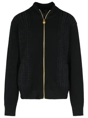 Versace Cotton Blend Zip Sweater