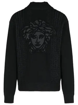 Versace Cotton Blend Zip Sweater