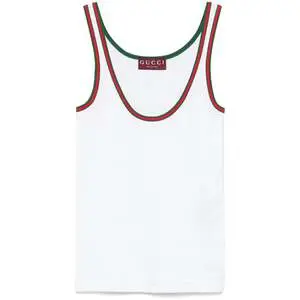 GUCCI GUCCI White Embroidered Logo Tank Top
