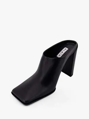 Alaïa Square Toe Leather Block Heel Mules - Multicolor