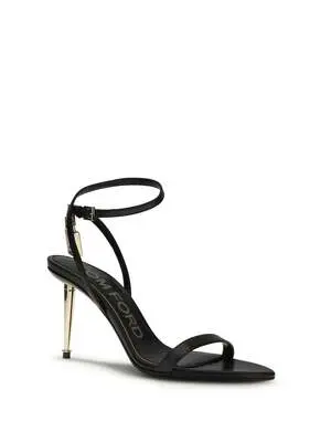 TOM FORD Shiny Leather Padlock Pointy Naked Sandal - Black