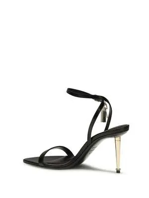 TOM FORD Shiny Leather Padlock Pointy Naked Sandal - Black