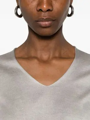 Avant Toi Hand-painted Laminated V-neck Pullover