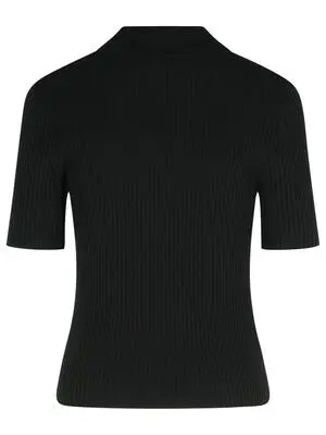 COURREGES Ribbed Knit Polo Shirt - Black