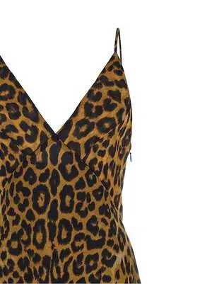 Alberta Ferretti Organza Leopard Print Dress