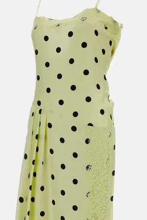 Sportmax Polka Dot Silk Dress With Lace Trim