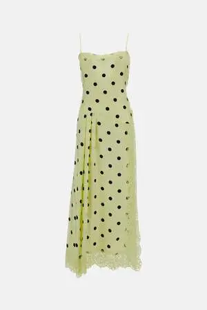 Sportmax Polka Dot Silk Dress With Lace Trim - Multicolor