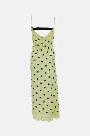 Sportmax Polka Dot Silk Dress With Lace Trim