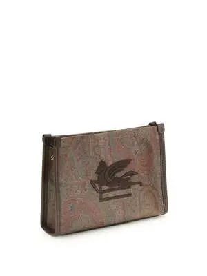 Etro Pegaso Mini Clutch Bag In Paisley Fabric With Embroidered Logo