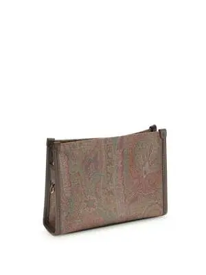 Etro Pegaso Mini Clutch Bag In Paisley Fabric With Embroidered Logo