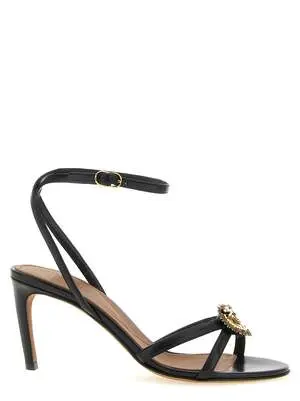 Dolce & Gabbana Devotion' Embellished Leather Sandals - Black