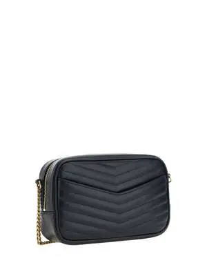 Saint Laurent Lou Quilted Leather Shoulder Bag With Chain Strap - Black