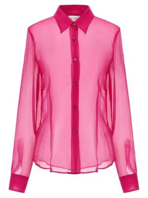 Dries Van Noten Cloudy Semi-transparent Silk Muslin Shirt - Pink