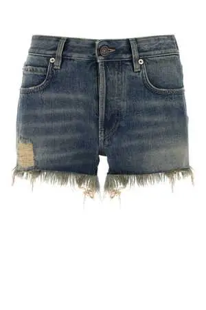 Balenciaga Distressed Denim Shorts - Blue