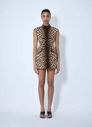 Sportmax Sleeveless Animal Print Dress - Brown