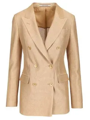 Tagliatore J-parigi Double-breasted Cotton Blazer - Cream