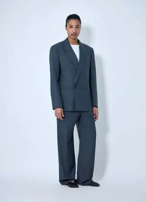 LEMAIRE Double-breasted Wool Blend Suit Blazer - Gray
