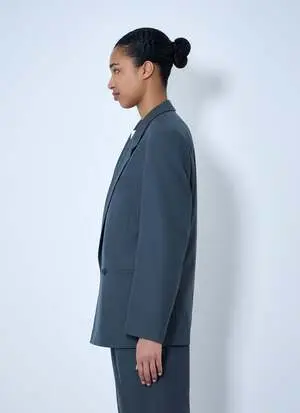 LEMAIRE Double-breasted Wool Blend Suit Blazer - Gray
