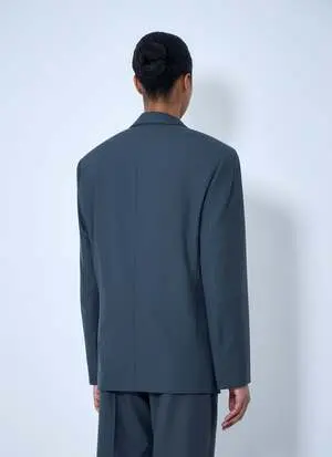 LEMAIRE Double-breasted Wool Blend Suit Blazer - Gray