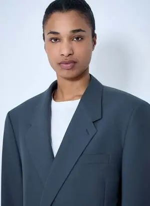 LEMAIRE Double-breasted Wool Blend Suit Blazer - Gray