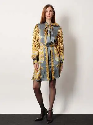 Versace Chemisier Dress With Cheetah Foulard Print