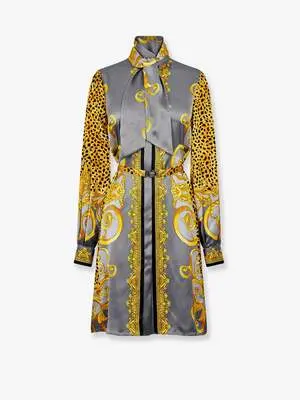 Versace Chemisier Dress With Cheetah Foulard Print - Multicolor
