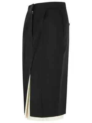 Marni Cool Virgin Wool Midi Skirt With Exposed Lining