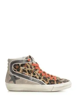 GOLDEN GOOSE Slide High-top Leopard Print Sneakers - Multicolor