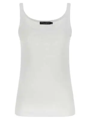 Dolce & Gabbana Ribbed Cotton Tank Top With Logo Embroidery