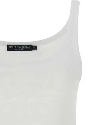 Dolce & Gabbana Ribbed Cotton Tank Top With Logo Embroidery