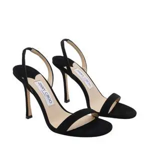 JIMMY CHOO Suede Stiletto Heel Sandals - Black