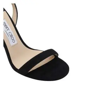 JIMMY CHOO Suede Stiletto Heel Sandals - Black