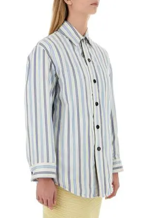 Bottega Veneta Embroidered Silk Oversize Padded Shirt - Multicolor