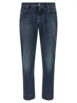 Dolce & Gabbana Logo Embroidered Stonewashed Jeans
