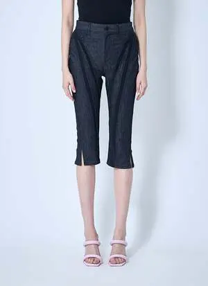 MUGLER Paneled Cropped Denim Pants